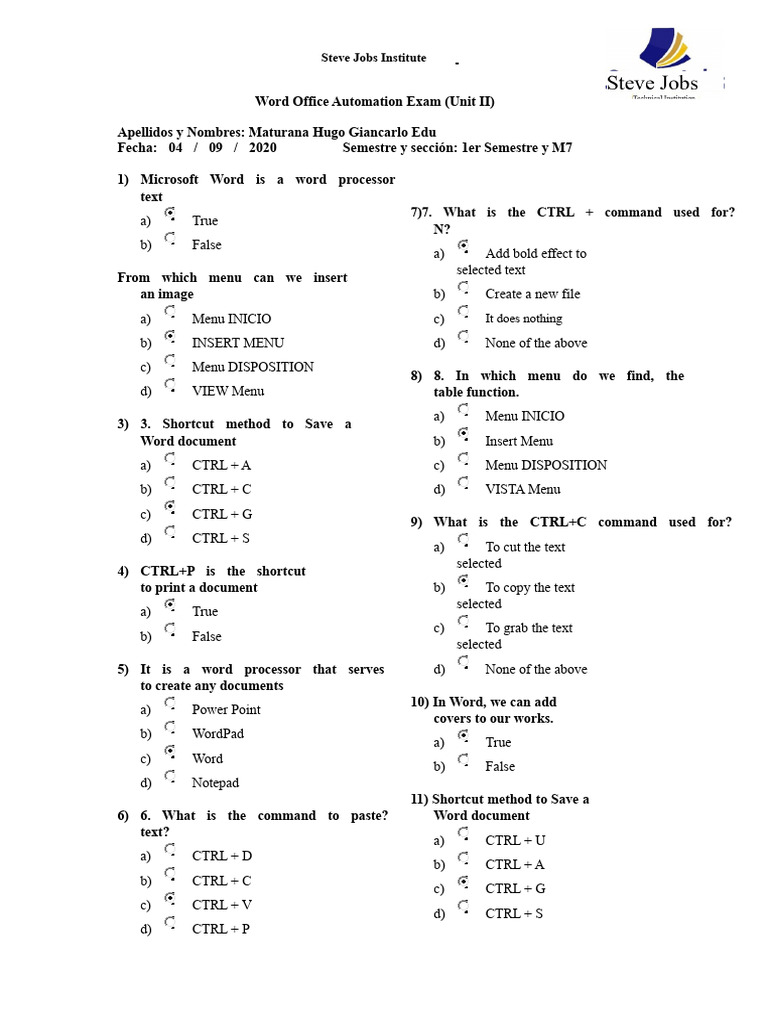 Word Exam.docx | PDF | Microsoft Word | Microsoft Excel