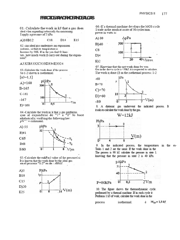 PRACTICE 4 Work of An Ideal Gas | PDF | Gases | Physical Phenomena
