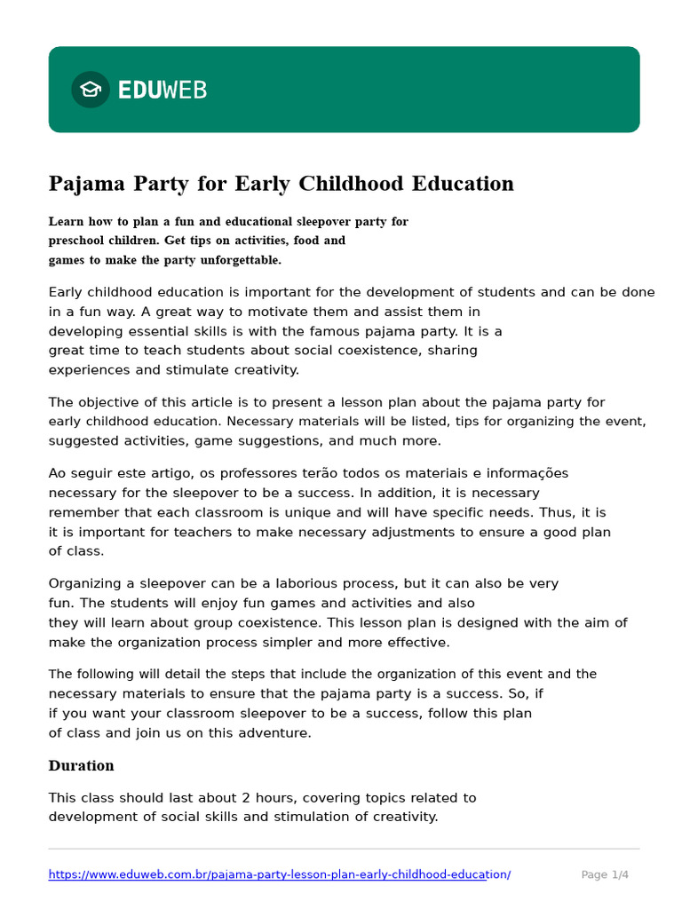 lesson-plan-pajama-party-early-childhood-education | PDF | Lesson Plan ...