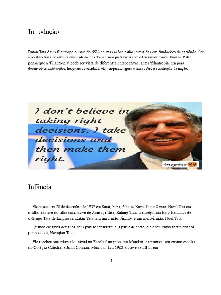 Trabalho de Termo sobre Ratan Tata | PDF