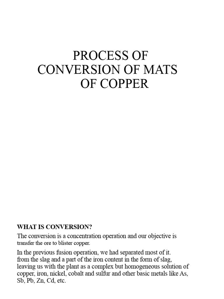 COPPER BUSH CONVERSION PROCESS | PDF | Iron | Copper