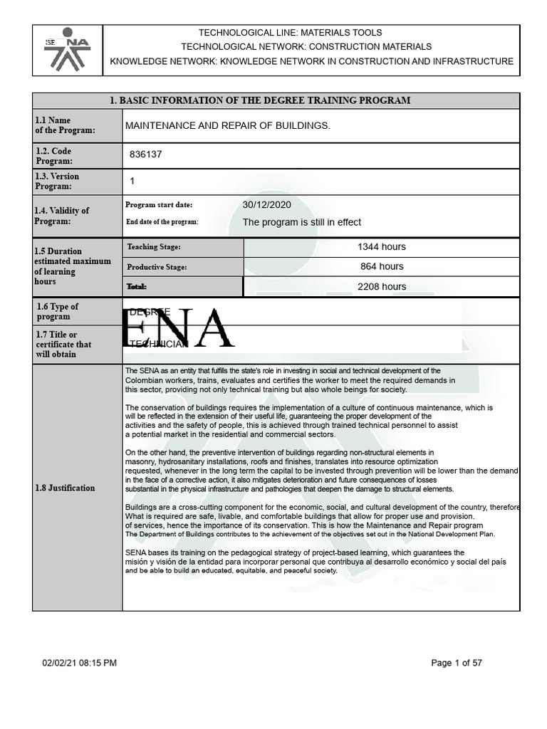 1. Training Program 836137 Technician in Maintenance and Repair of ...