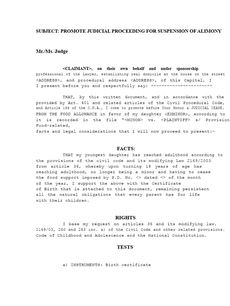 Termination of Alimony Payments | PDF | Alimony | Judge