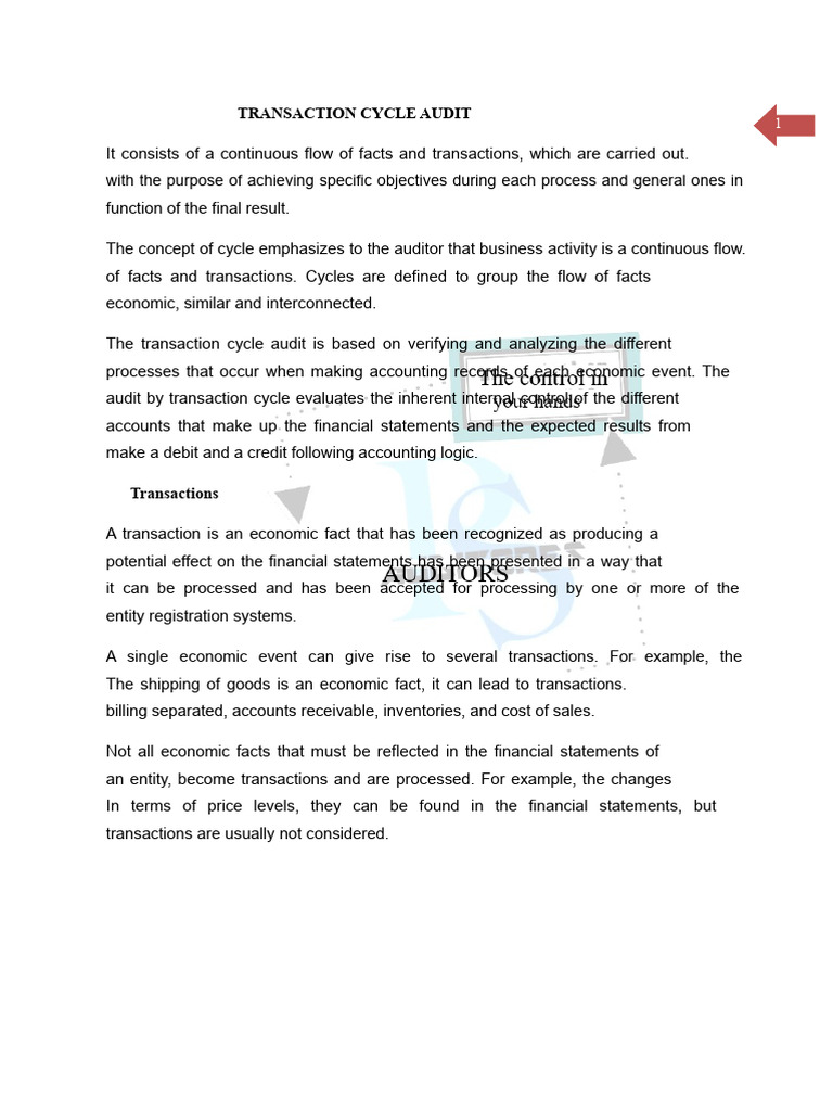 Transaction Cycle Audit | PDF | Audit | Internal Control