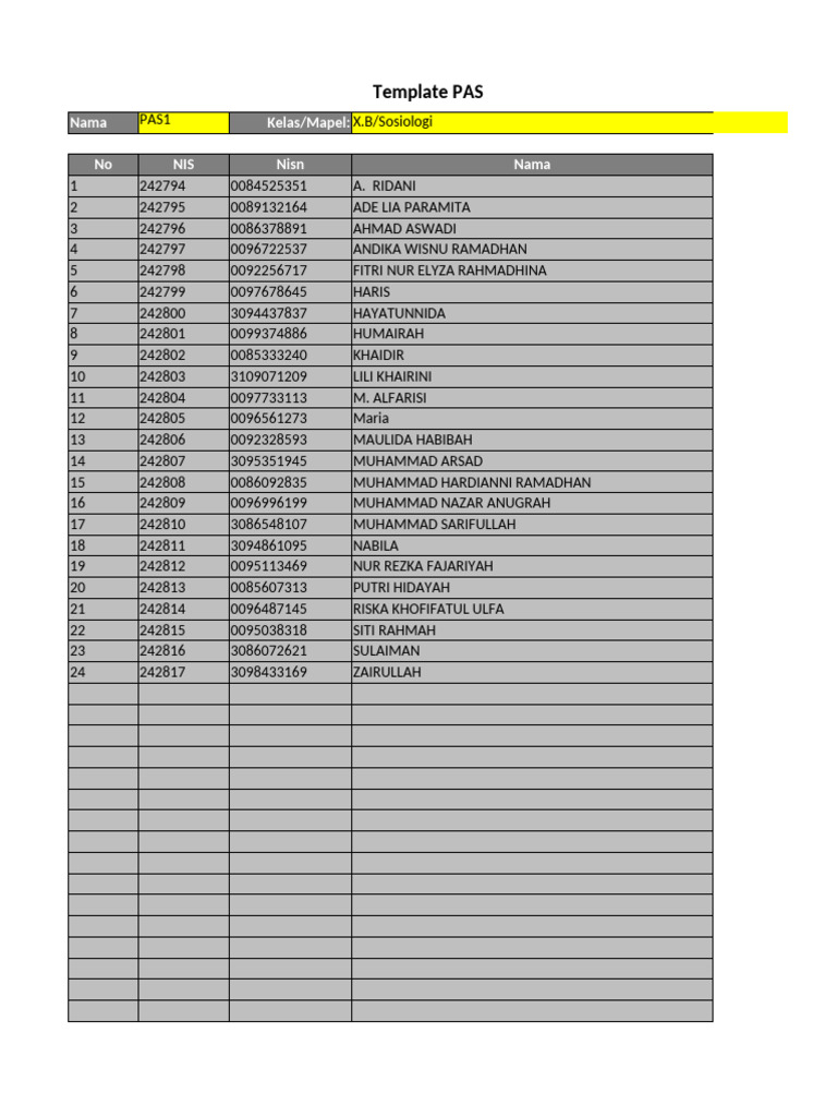 Template PAS-X.B-Sosiologi | PDF