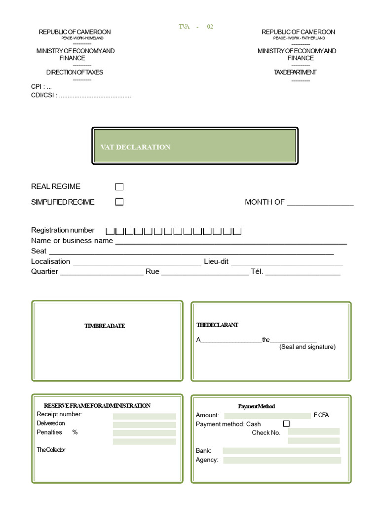 VAT Declaration Form | PDF | Value Added Tax | Taxes
