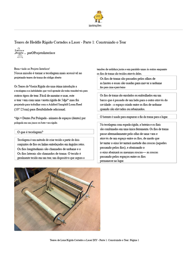 Fazer você mesmo: Parte 1 da Construção do Tear de Heddle Rígido ...