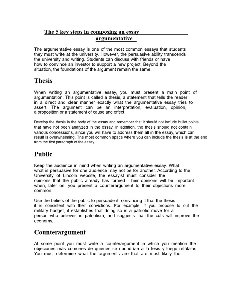 5 Steps to Write an Argumentative Essay | PDF | Essays | Argument