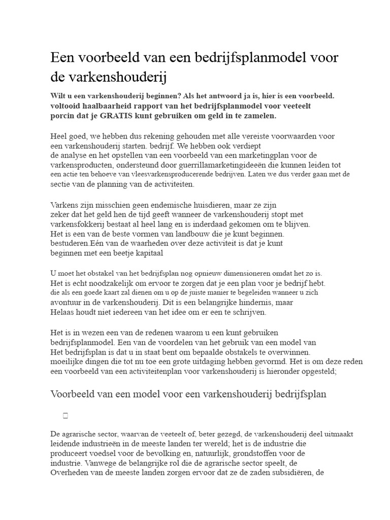 Een Voorbeeld Van Een Model Voor Een Plan Van | PDF