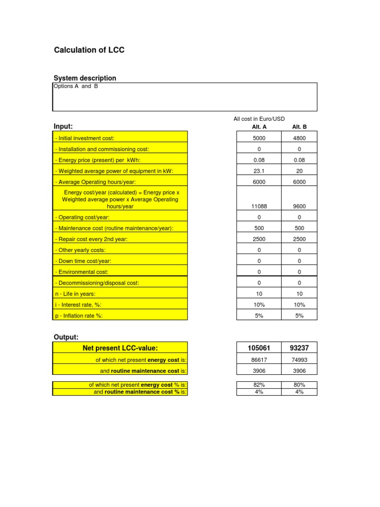 Calculation of LCC: System Description | PDF | Kilowatt Hour | Electric ...