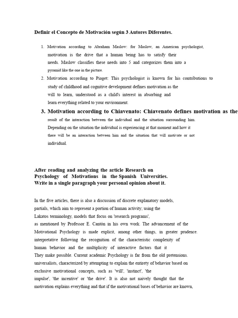 Unit 1 Task Motivation and Emotion | PDF | Motivational | Motivation
