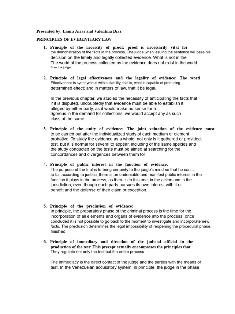 Principles of evidentiary law | PDF | Evidence (Law) | Trials
