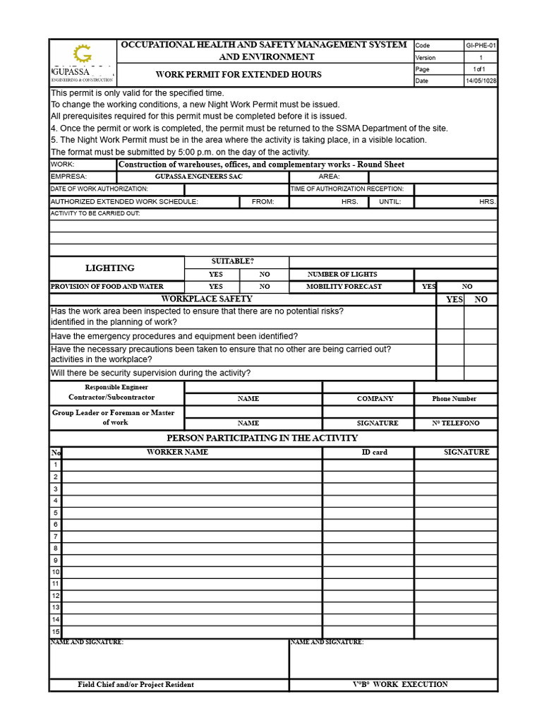 Extended Schedule Permit PDF | PDF | Occupational Safety And Health ...