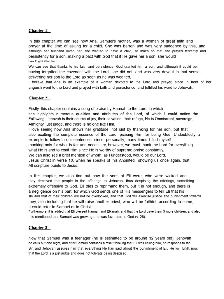 Reflection 1 Samuel 1-3-1 | PDF | Samuel | God In Christianity