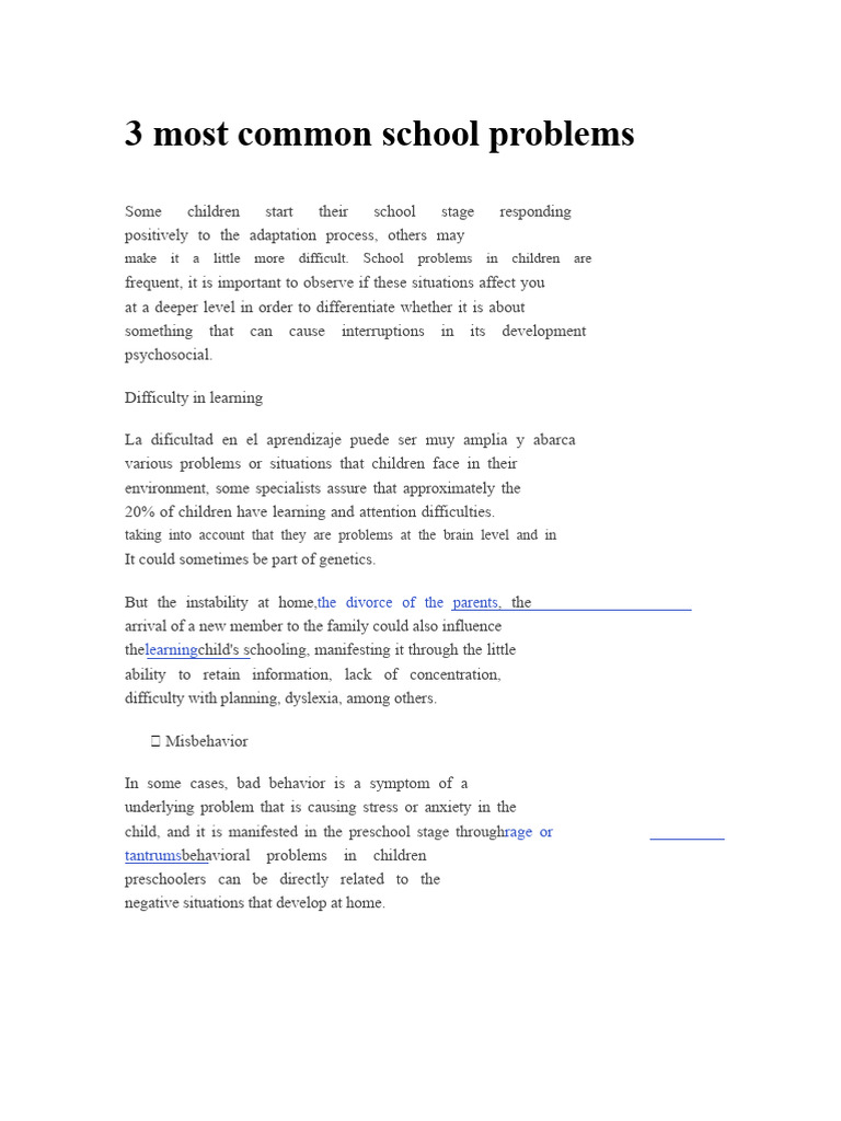 3 most common school problems.docx | PDF
