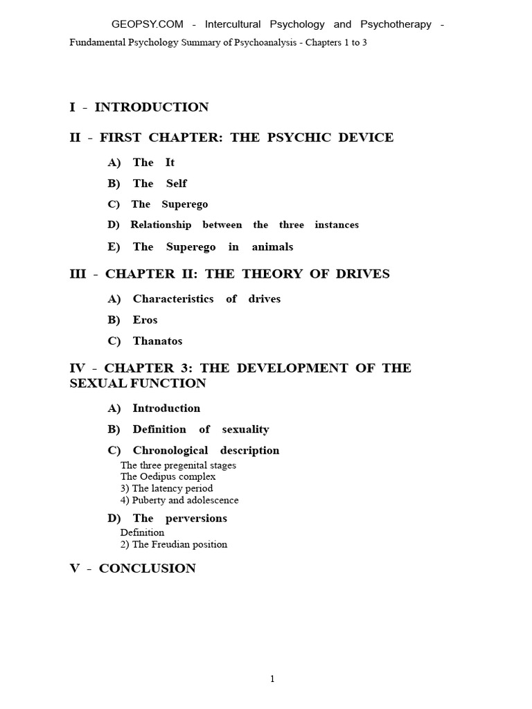 summary_psychoanalysis_freud | PDF | Psychoanalysis | Sigmund Freud