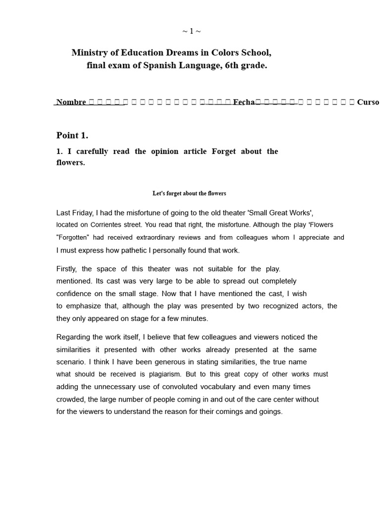 6th Grade Spanish Exam Review Guide | PDF | Linguistics