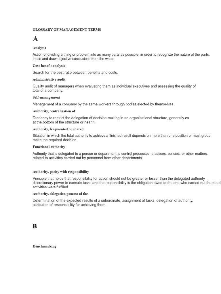 Management Terms Glossary Guide | PDF | System | Morality