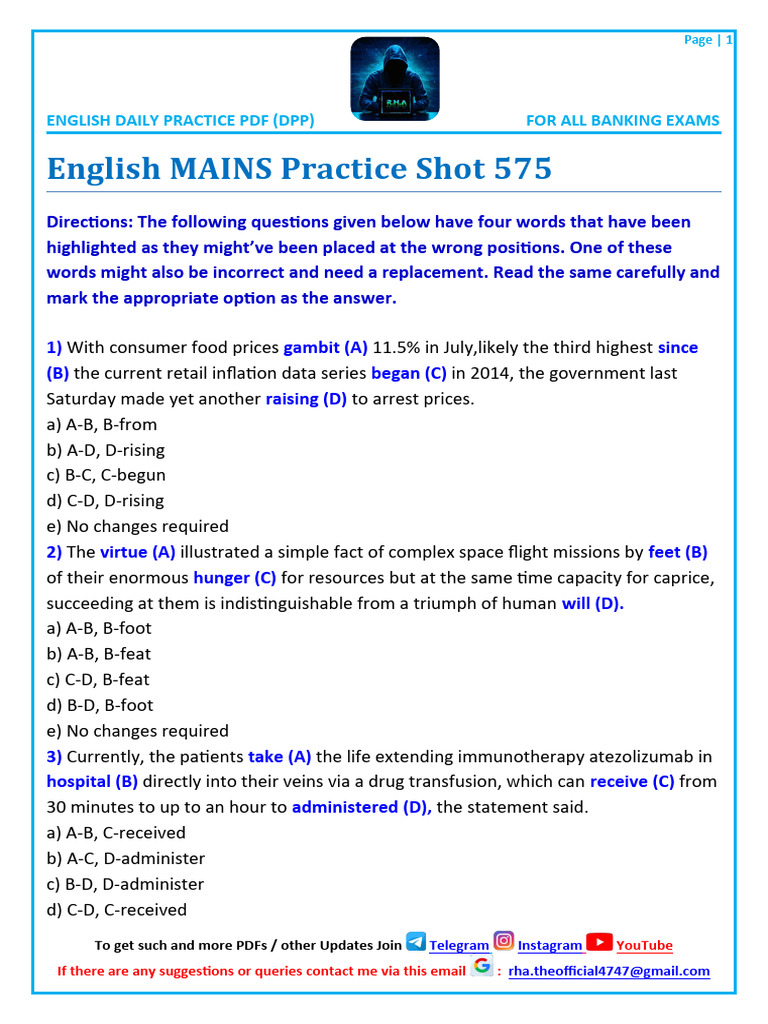 English MAINS Practice Shot 575 | PDF