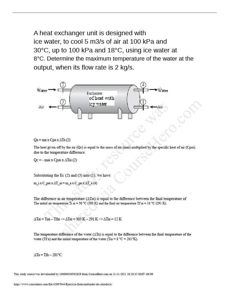 Heat Exchanger Cooling Calculation | PDF