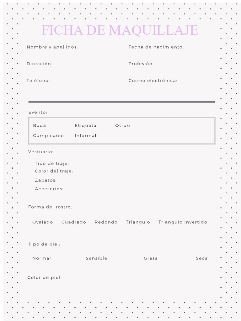 Makeup Sheet | PDF