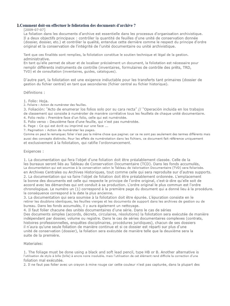 Guide de la foliotation des archives | PDF | Archives | La gestion des ...