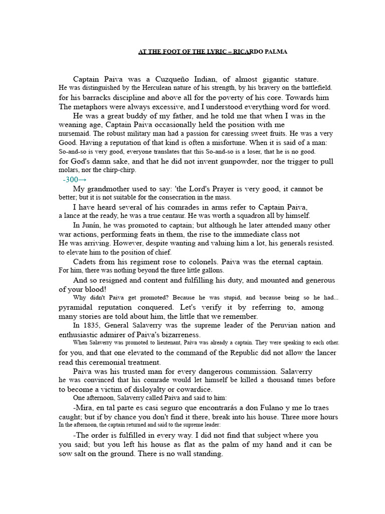 AT THE FOOT OF THE LETTER - RICARDO PALMA | PDF