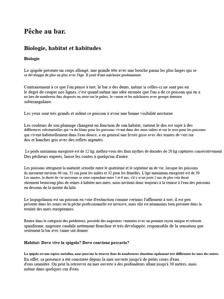 Guide complet sur la pêche au bar | PDF | Poisson | Marée