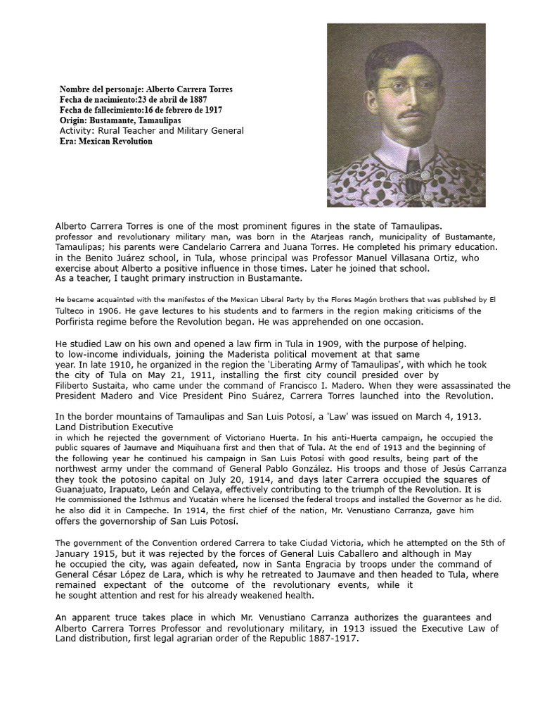 Alberto Carrera Torres: Revolutionary Leader | PDF | Military Of Mexico ...