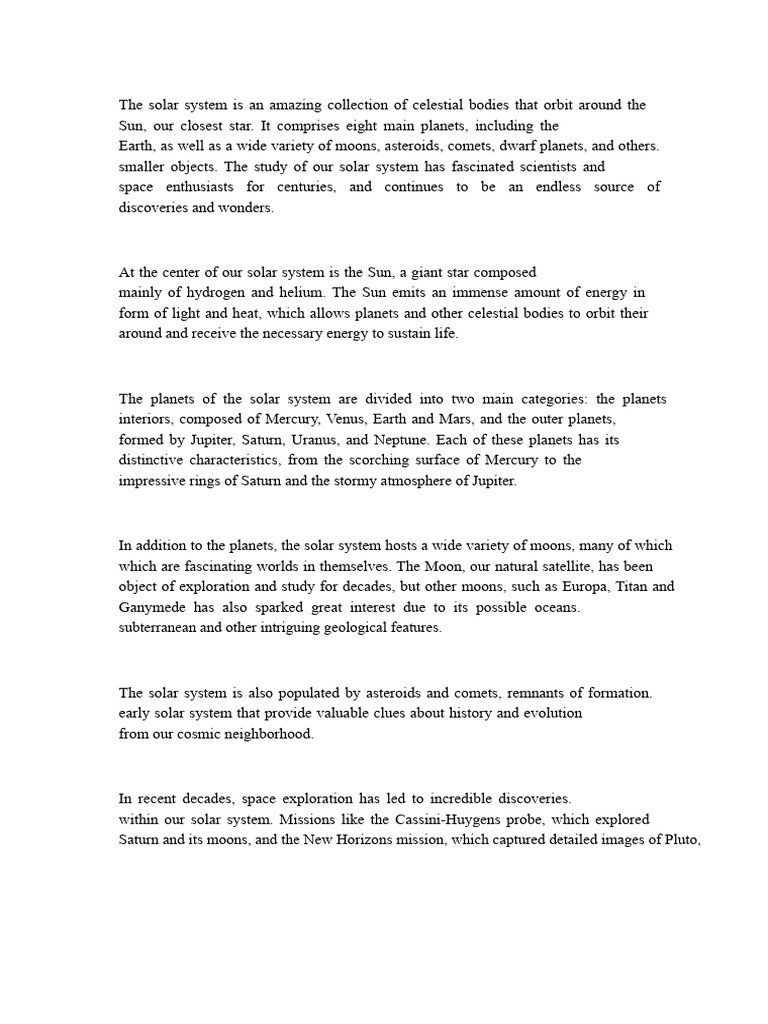 Essay On The Solar System | PDF