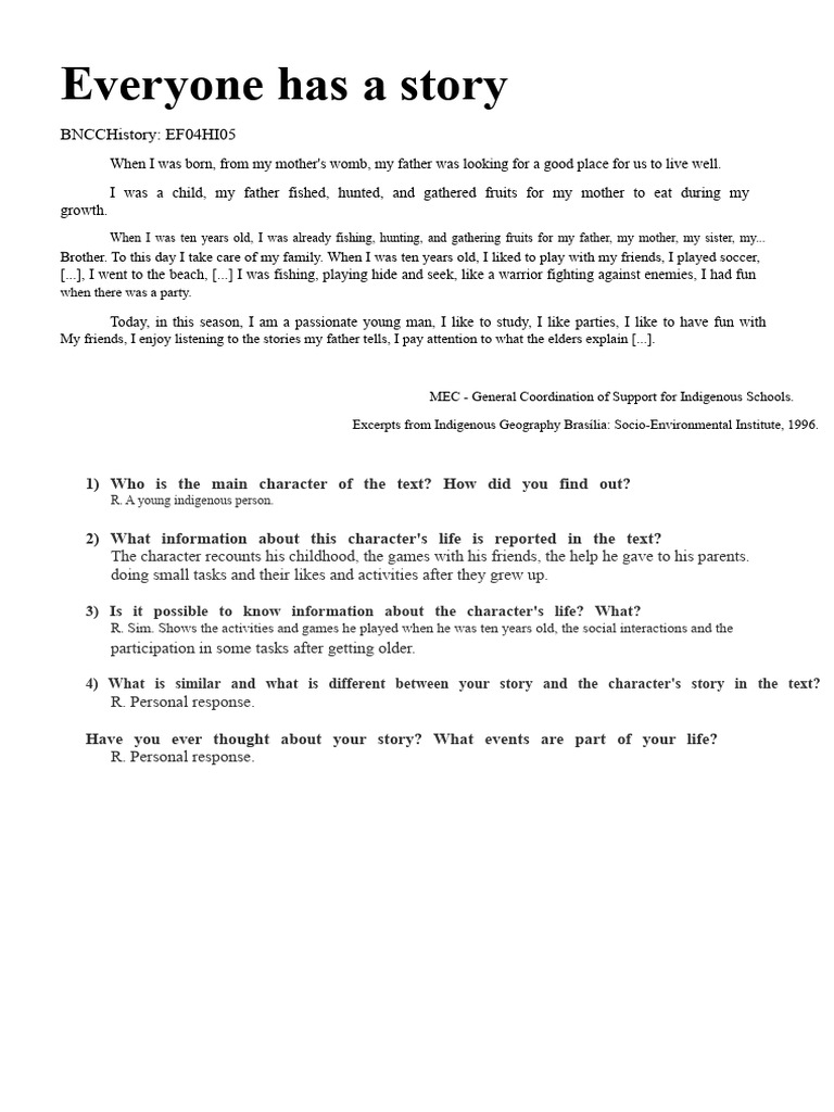 History - Everyone Has a Story | PDF