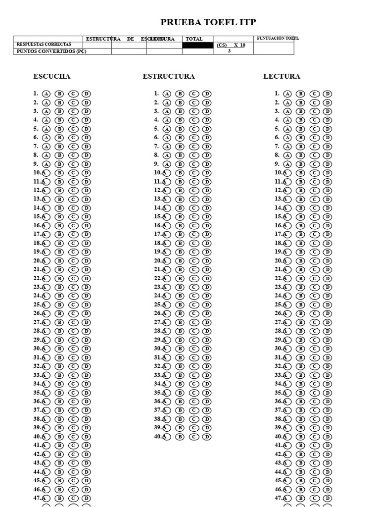 Resultados de la Prueba TOEFL ITP | PDF