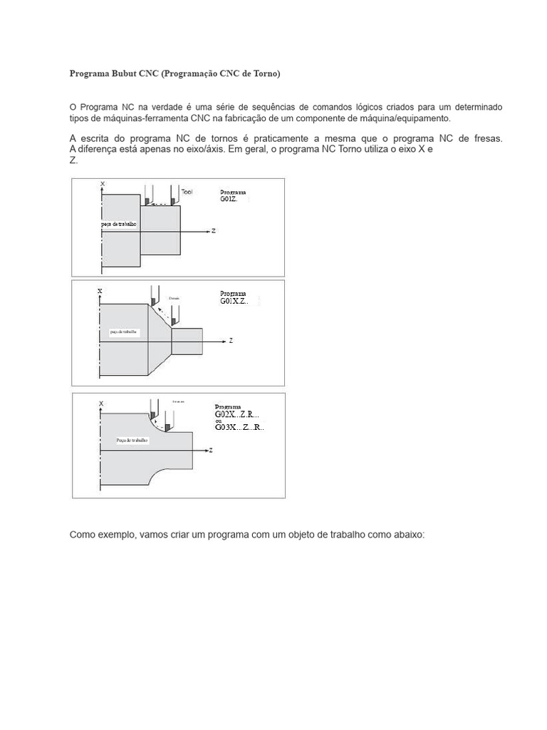 Programa de Torno CNC Fanuc.docx | PDF | Máquina-ferramenta | Ferramentas