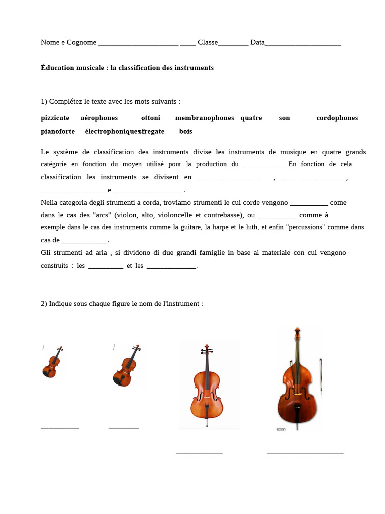 Classification des instruments de musique | PDF | Instruments de ...