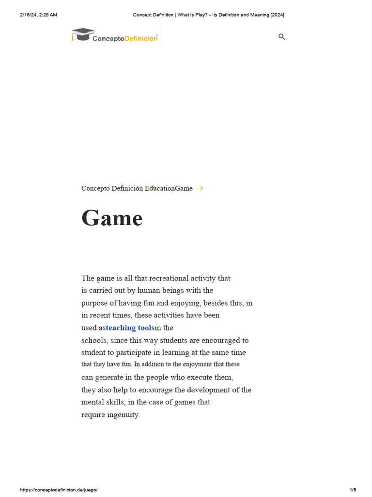 What is a Game? Definition & Meaning | PDF | Mental Processes ...
