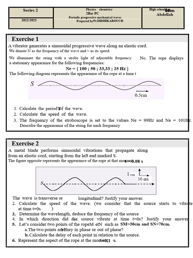 Series 2 progressive periodic mechanical waves | PDF | Waves | Frequency
