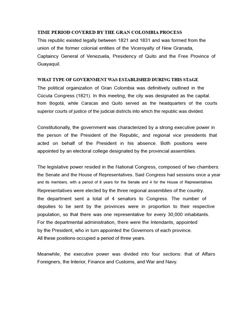 Gran Colombia: Government and Constitution | PDF | Government | Colombia