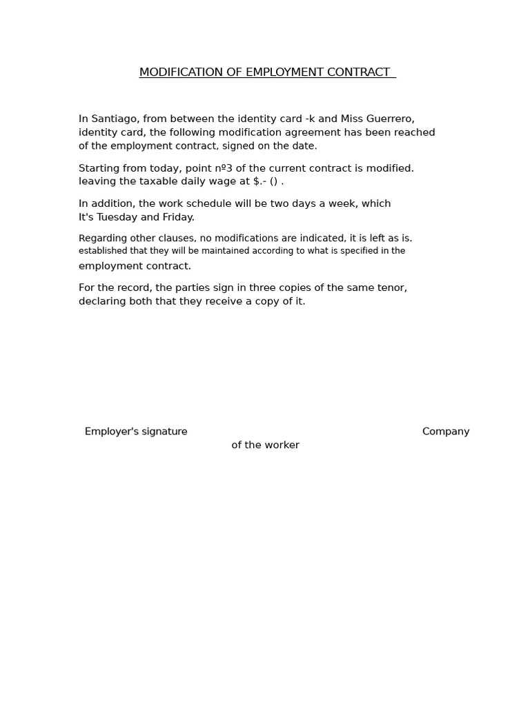 Modification of Employment Contract | PDF
