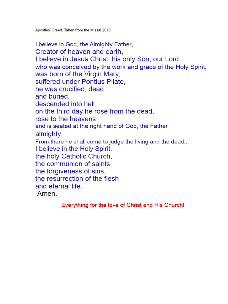 Apostles' Creed Overview and Beliefs | PDF