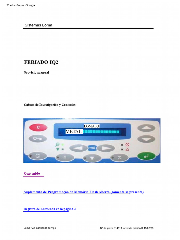 Manual de Servicio Loma IQ2: Actualizaciones y Seguridad | PDF | Fuente ...