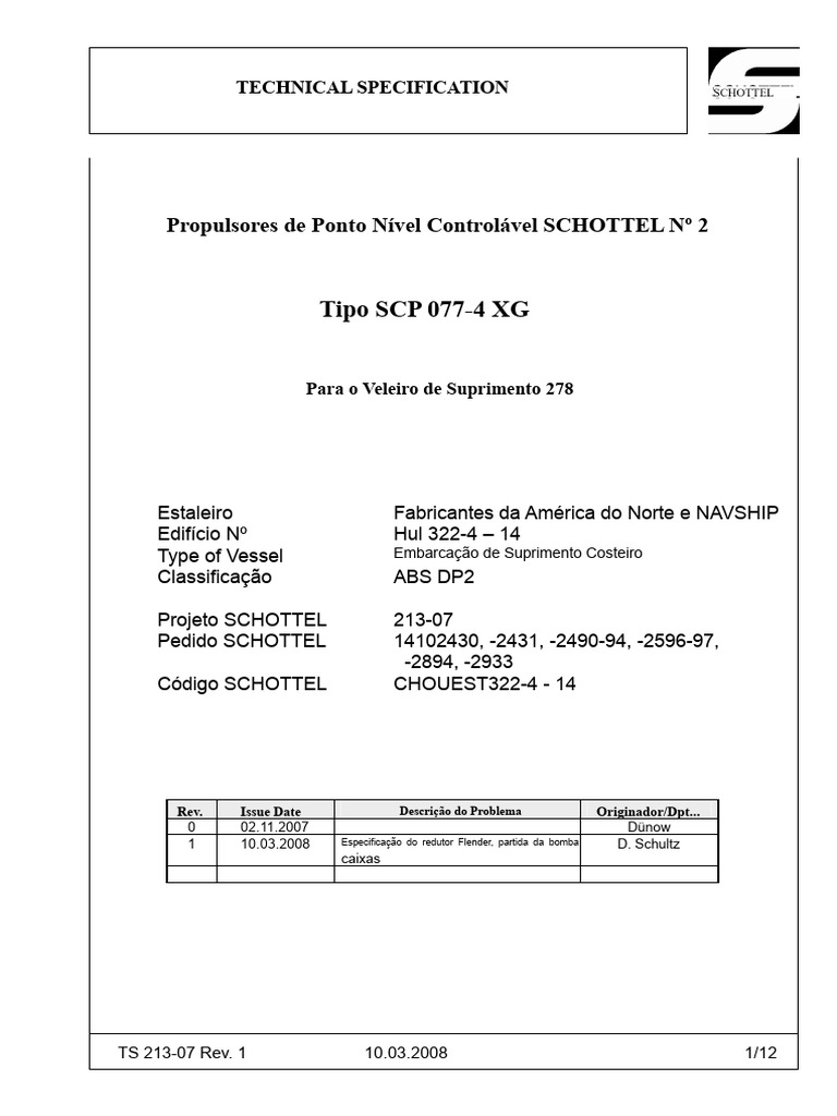Schottel - SCP 077 4XG - Especificação Técnica | PDF | Bomba | Hélice