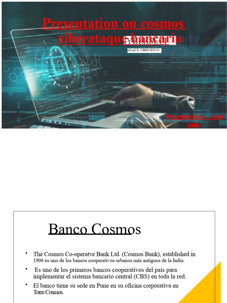 Ciberataque a Cosmos Bank PPT | PDF | Bancos | Tarjeta de débito