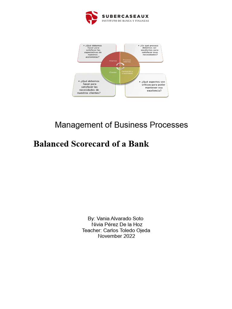 Balanced Scorecard of a Bank | PDF | Banks | Goal