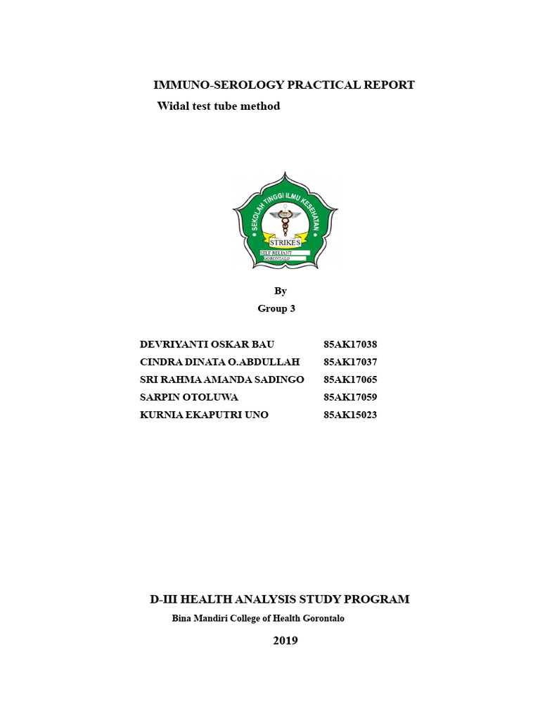 Widal Test Report Tube Method | PDF | Salmonella | Lipopolysaccharide