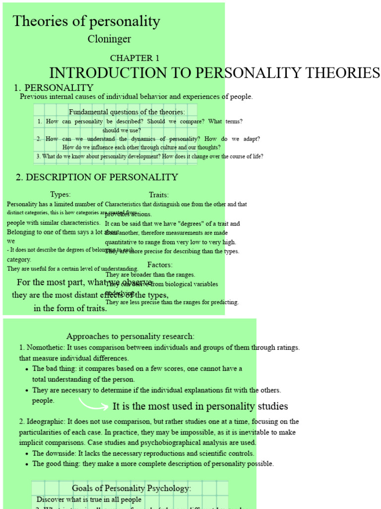 Overview of Personality Theories | PDF | Theory | Personality Psychology