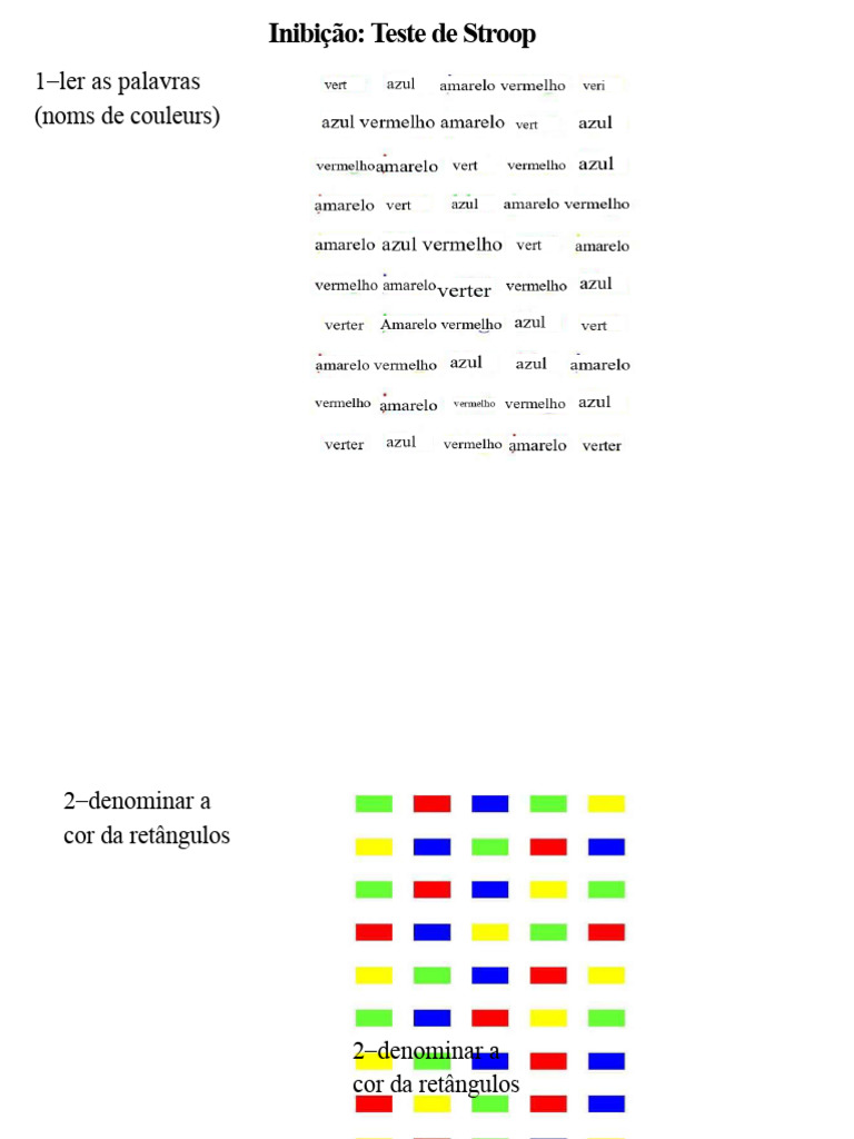 Teste de Stroop: Inibição e Cores | PDF
