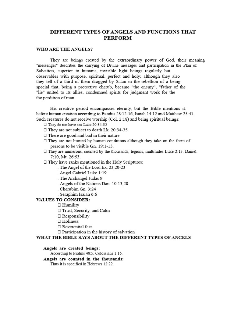 Different Classes of Angels and Their Functions | PDF | Angel ...