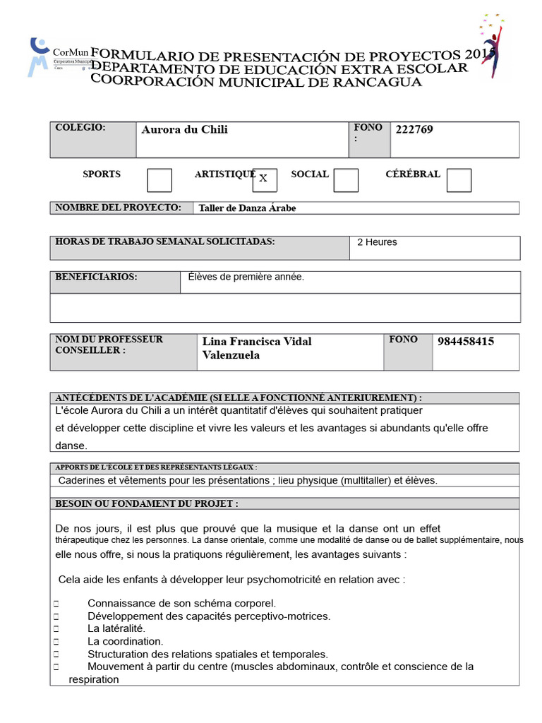 Projet de Danse Orientale à l'École | PDF | Danses | Concept de psychologie