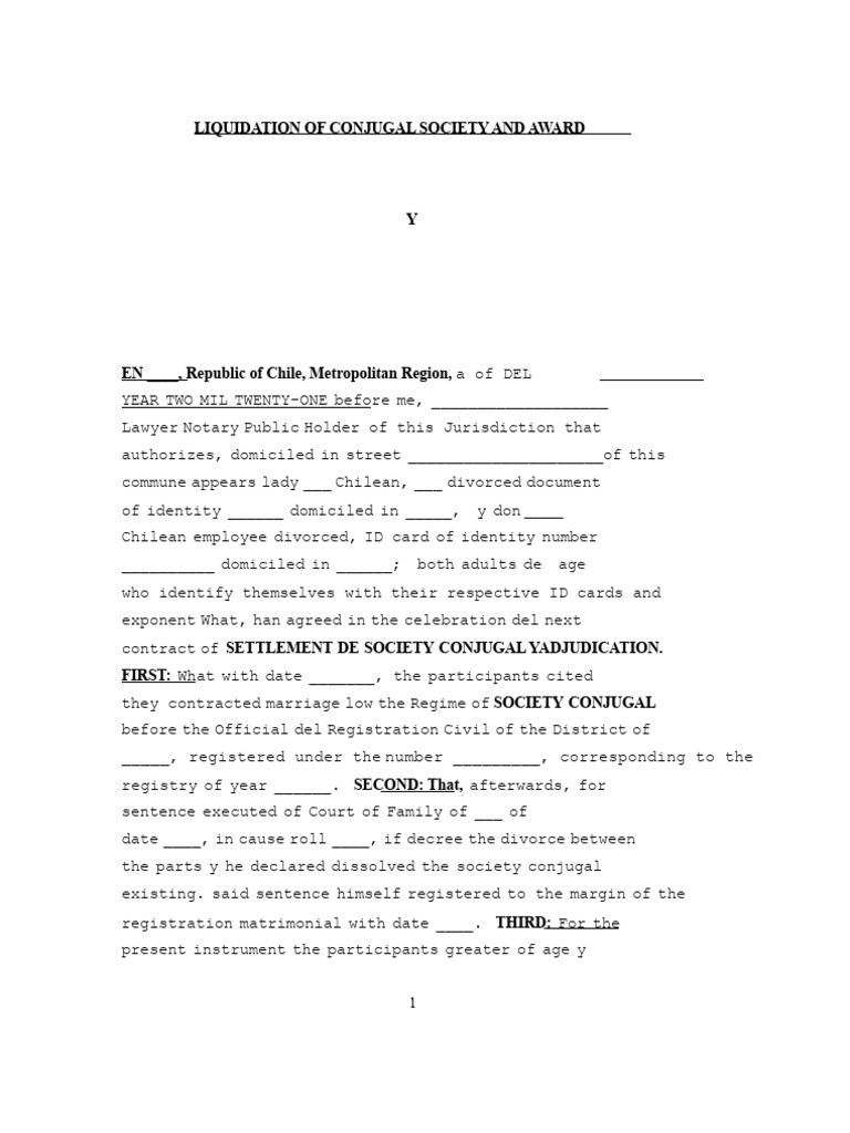 Liquidation of Conjugal Society Agreement | PDF | Divorce | Marriage