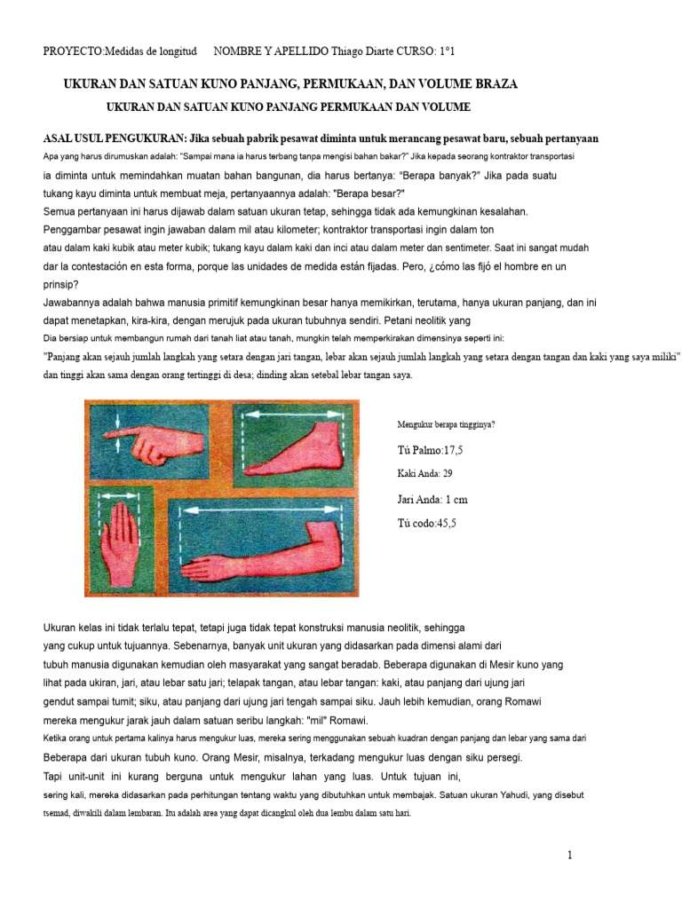 UKURAN DAN SATUAN KUNO PANJANG Teks Untuk Menjawab Dan Menggambar | PDF